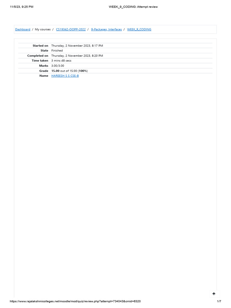 WEEK - 9 - CODING - Attempt Review Hareesh | PDF | Theoretical Computer ...