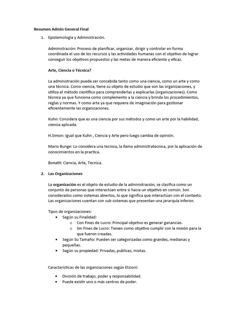 Resumen Admin General Final | PDF | Liderazgo | Motivación