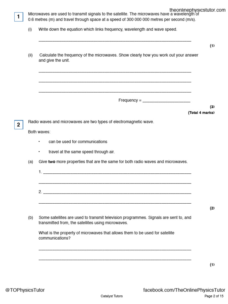 GCSE AQA EM Waves QP | PDF | Electromagnetic Spectrum | Electromagnetic Radiation