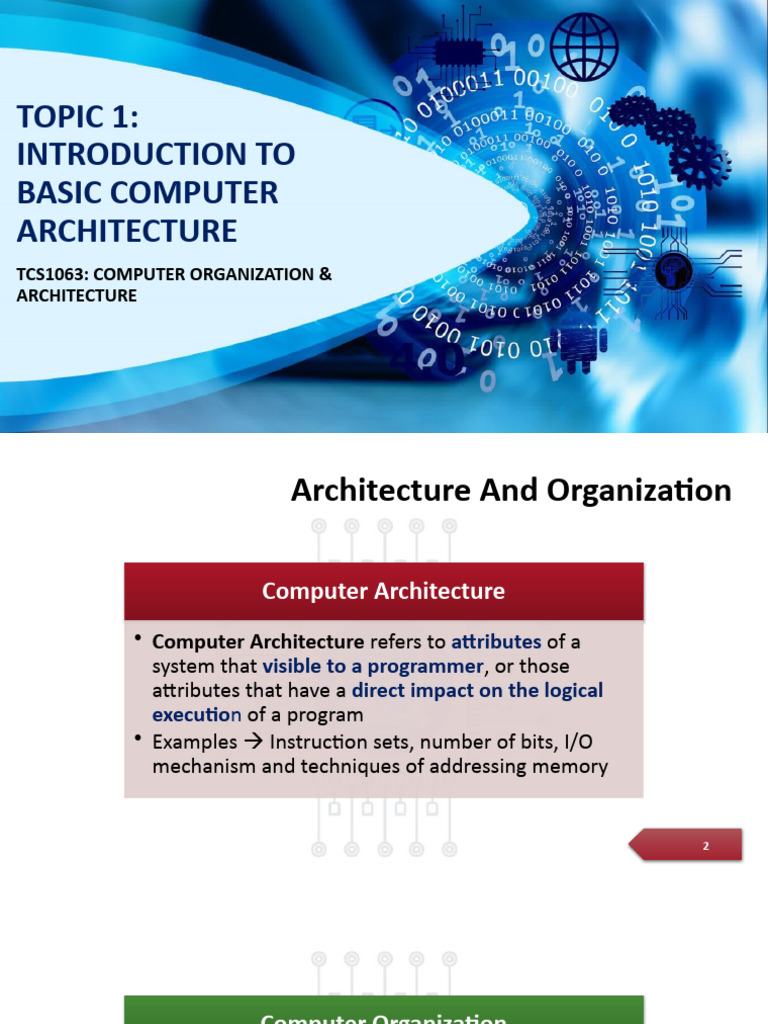 Computer Organization Architecture - Topic 1 | PDF | Central Processing Unit | Input/Output