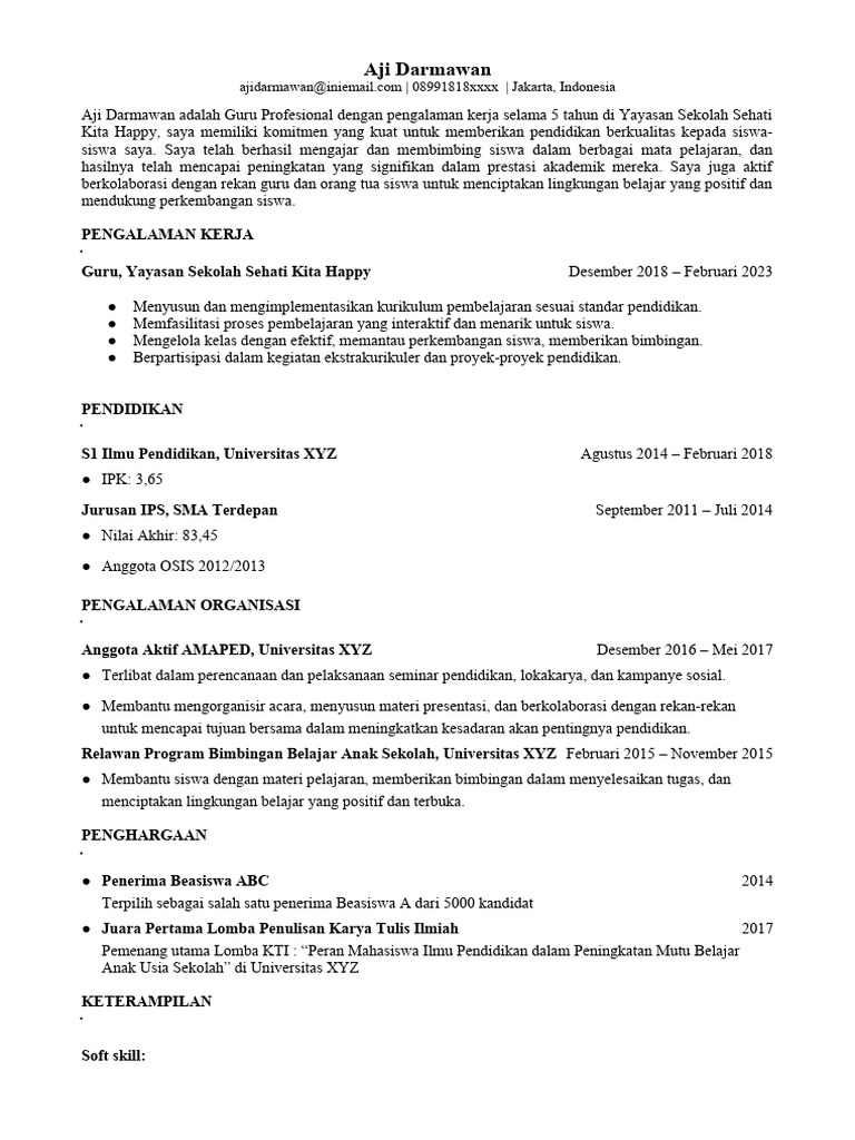 CV ATS Guru Terbaru | PDF