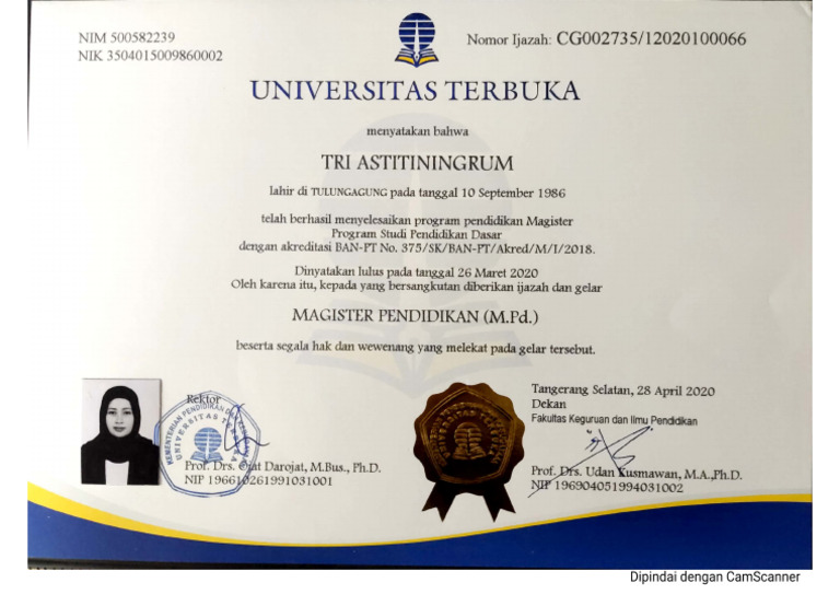 Ijazah S2 198609102011012021 | PDF