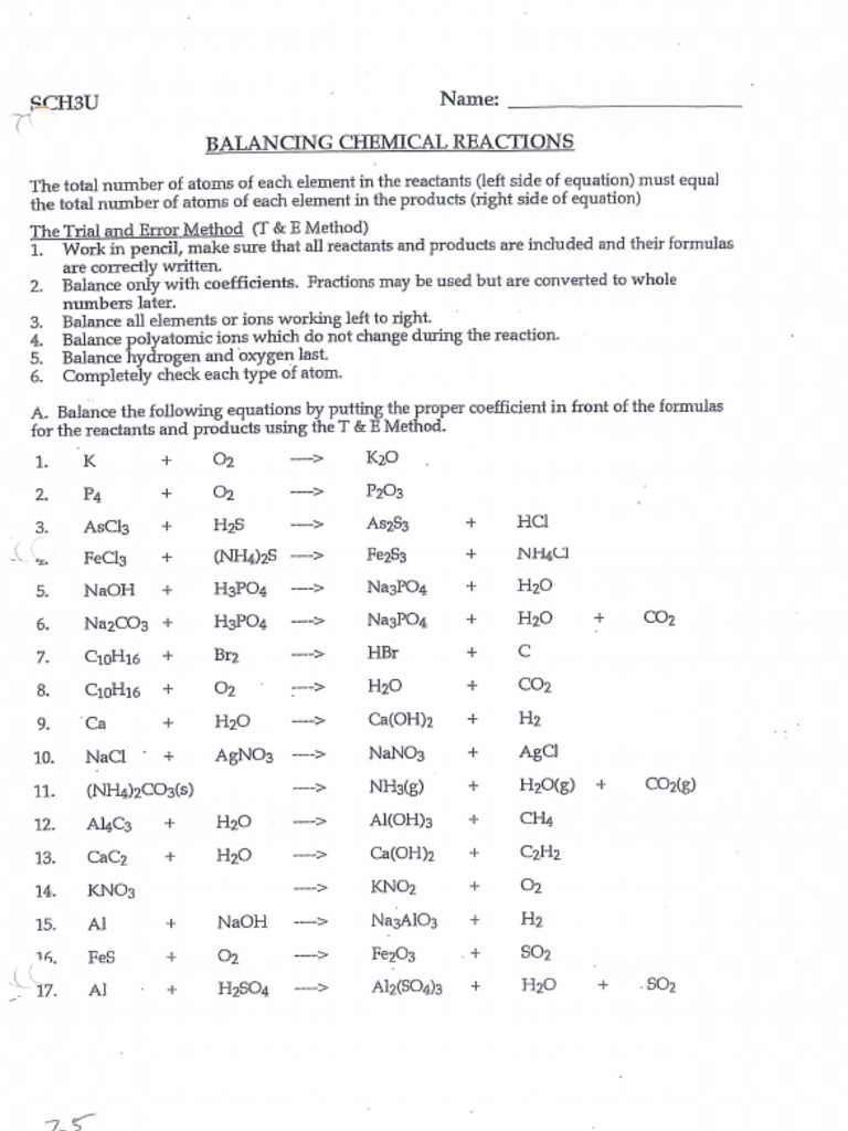 02 - Balancing Equations 1 Worksheet | PDF