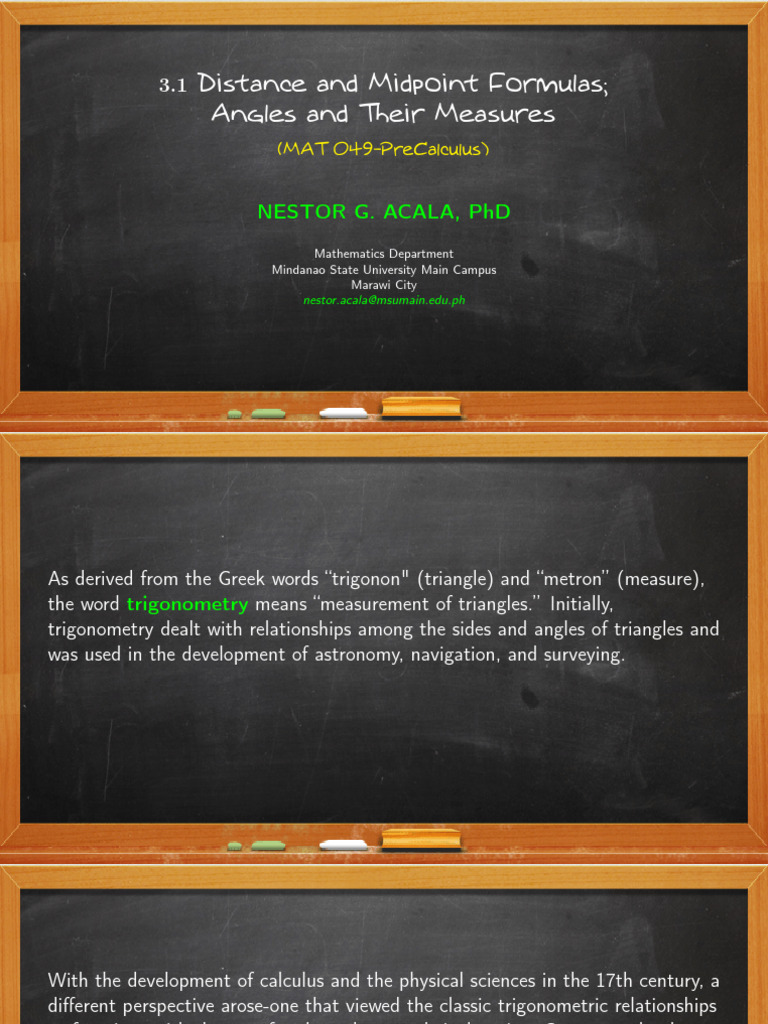 3.1 Distance and Midpoint Formulas - Angles and Their Measures | PDF ...