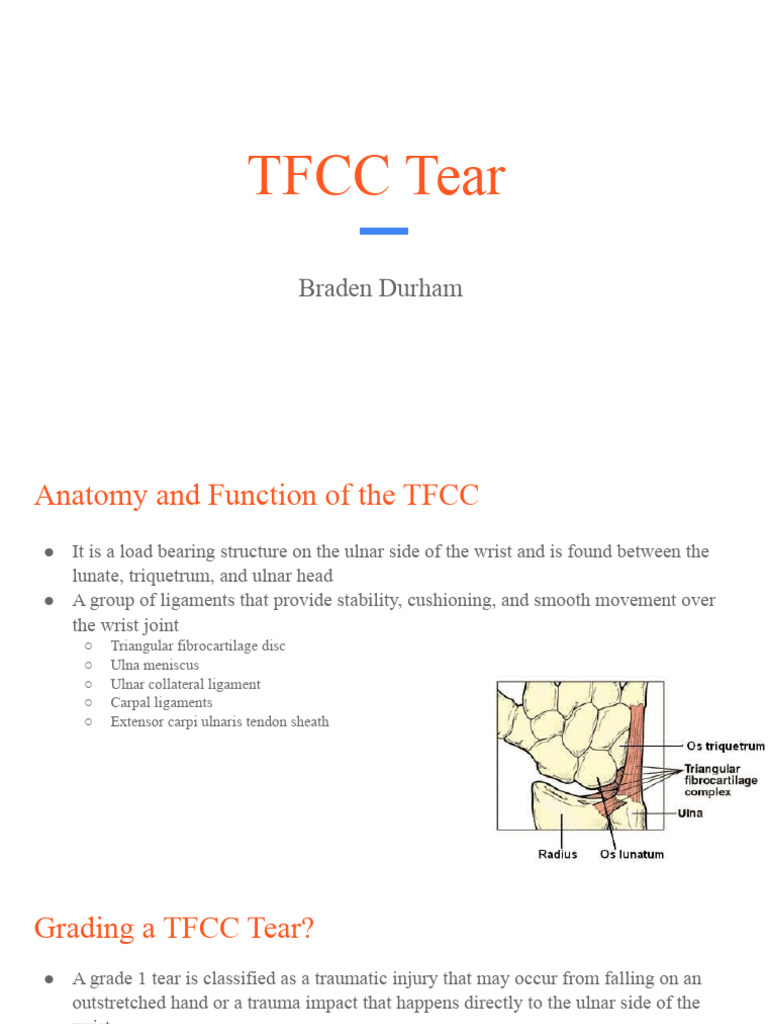 TFCC Tear Final | PDF | Anatomical Terms Of Motion | Clinical Medicine