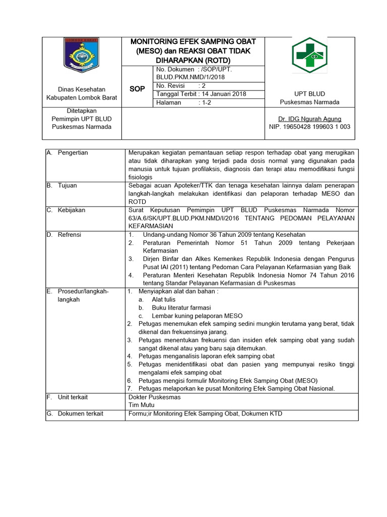 SOP MESO Dan ROTD | PDF | Pengembangan Diri