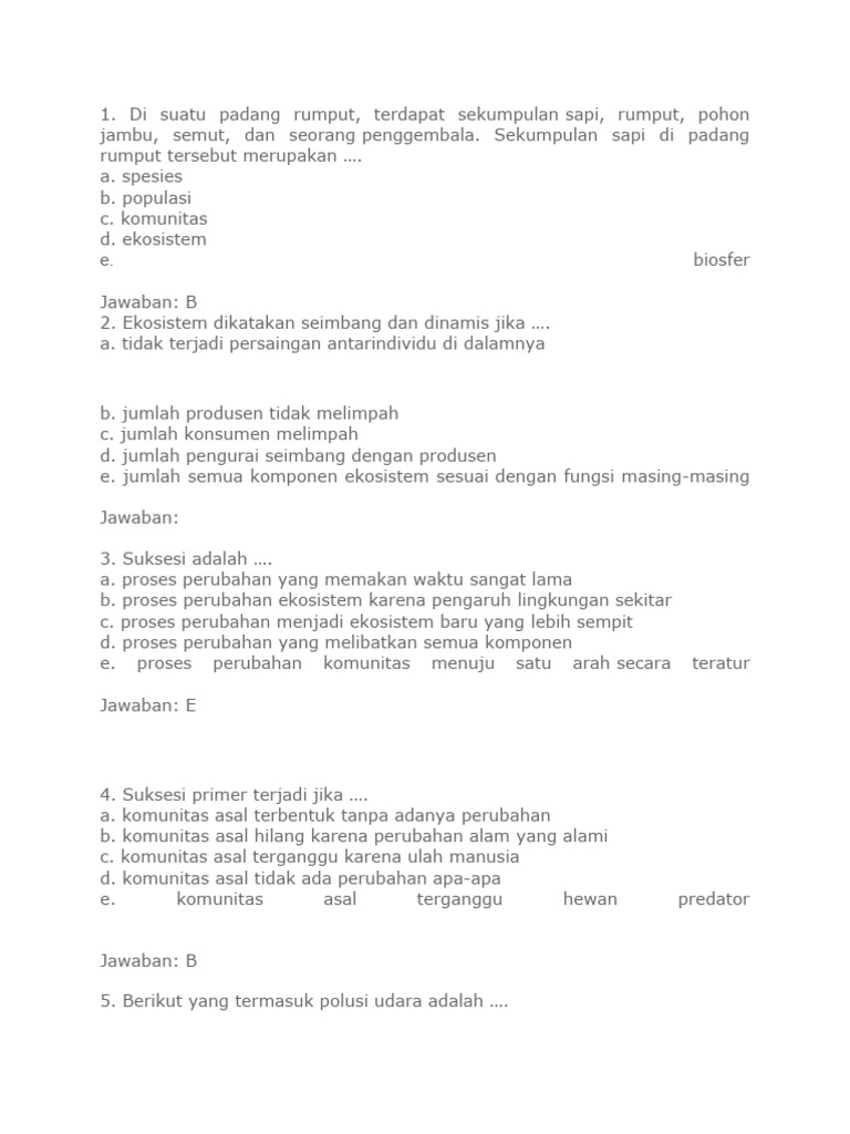 Soal Ekosistem | PDF | Sains & Matematika