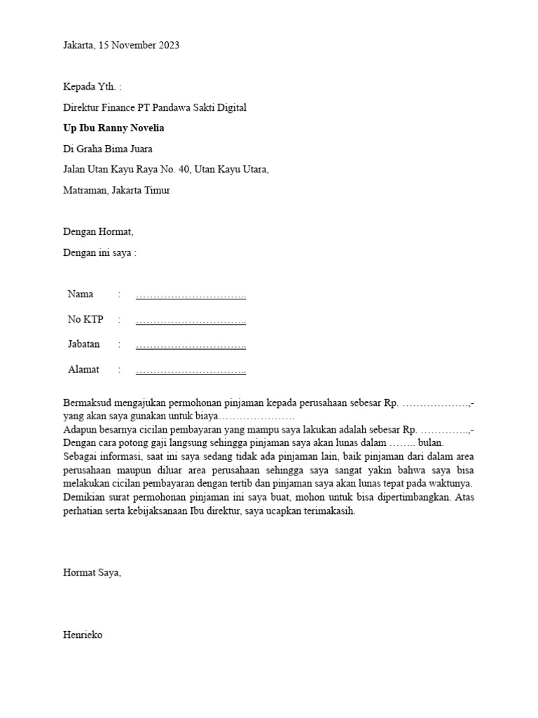 Draft Surat Permohonan | PDF