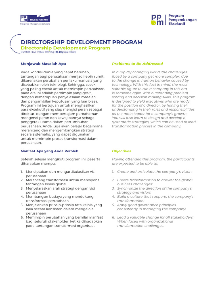 Syllabus-Directorship Development Program | PDF