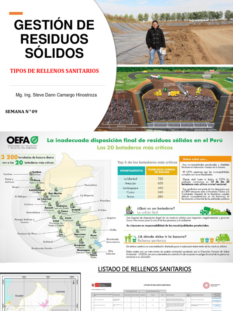 9.0. - Semana 09 - Tipos de Rellenos Sanitarios | PDF | Vertedero | Agua subterránea