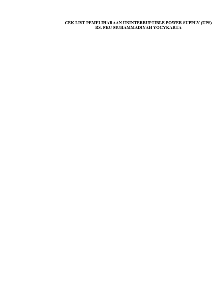 Cek List Pemeliharaan Ups | PDF