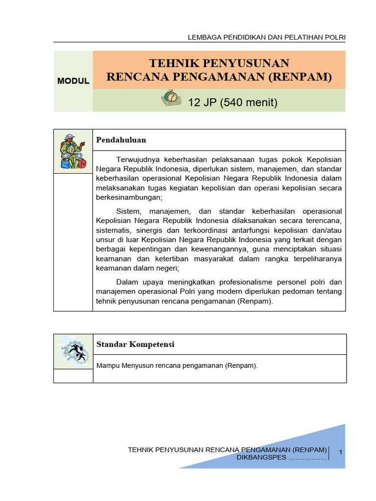 Modul Tehnik Penyusunan Rencana Pengamanan (Renpam) | PDF