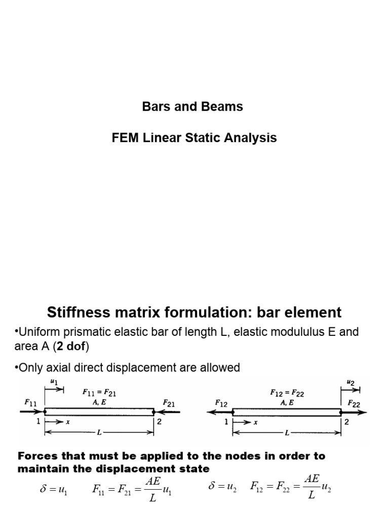 Bars and Beams FEM Linear Static Analysis | PDF | Beam (Structure) | Bending