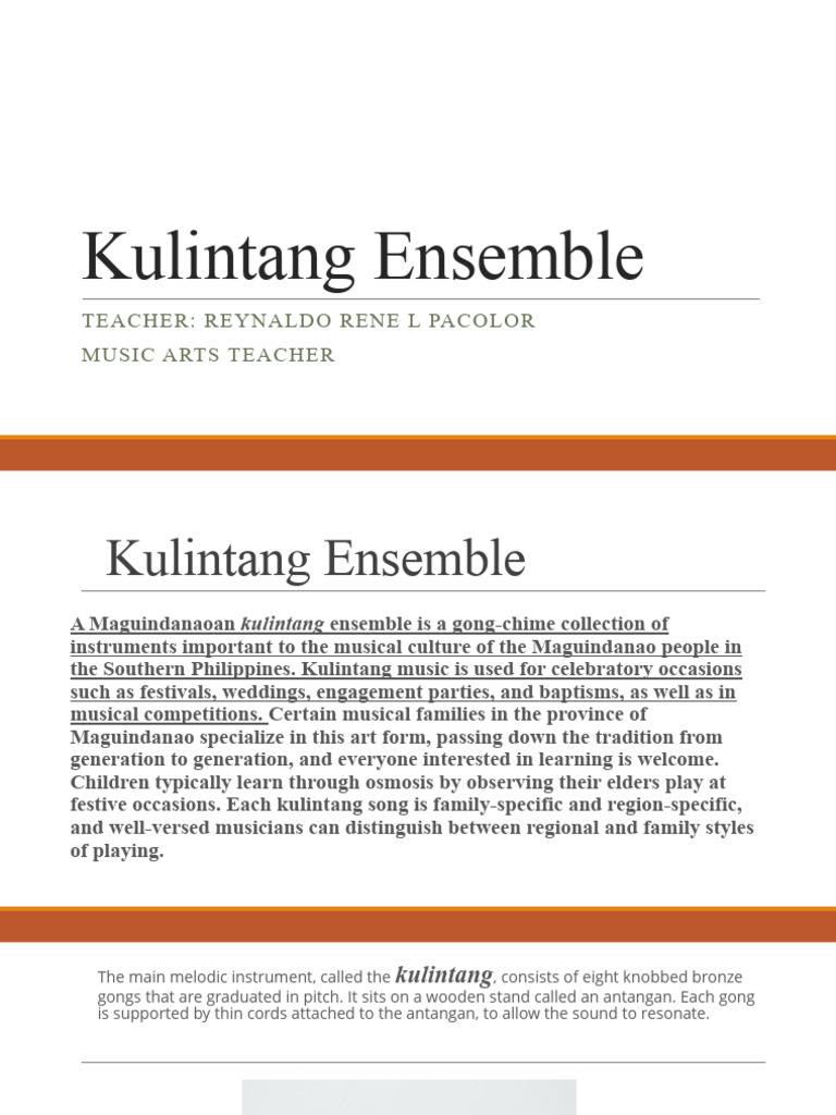 Kulintang Ensemble | PDF | Musical Instruments | Performing Arts