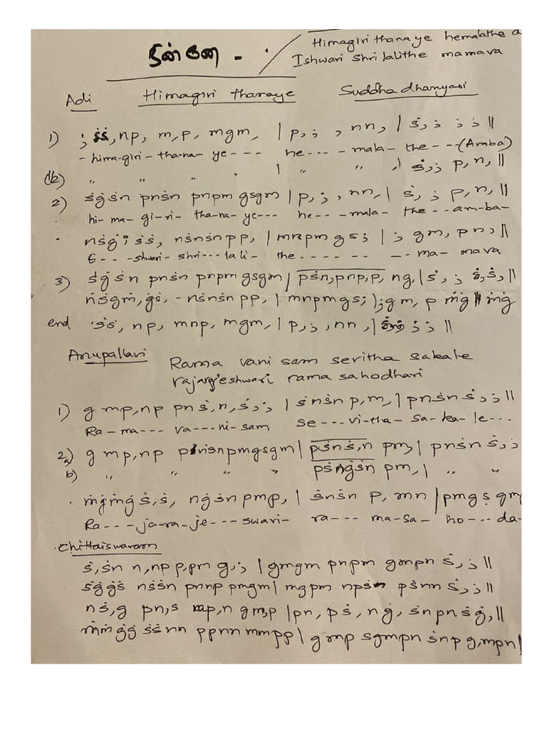 Veena Notation ) | PDF