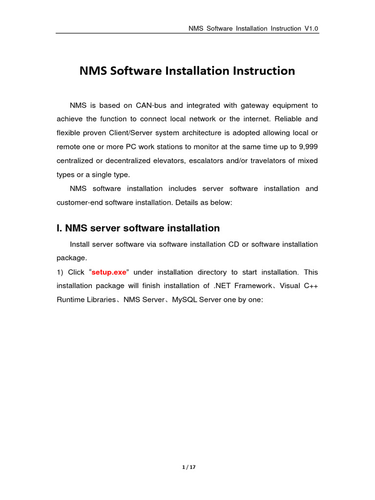 Thyssen - NMS Server and Client Software Installation Instruction | PDF | My Sql | Server ...