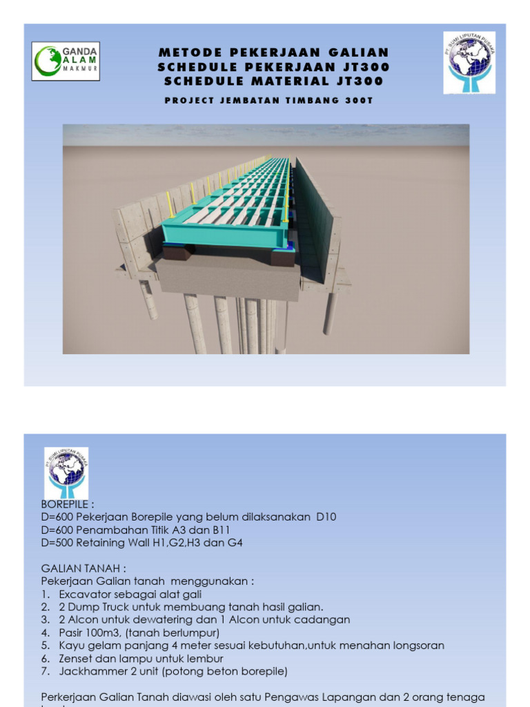 Jadwal Pekerjaan Jembatan Timbang 300 Ton | PDF
