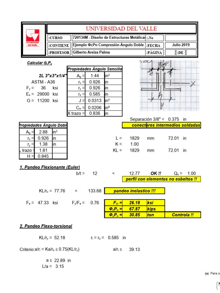 Ejemplo Capacidad A Compresión Axial Ángulo Doble Con Conectores ...