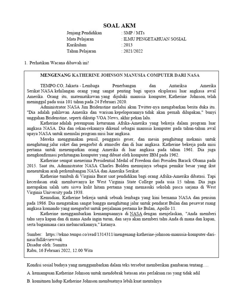 SOAL AKM-KUNCI-KISI-KISI MAPEL IPS - Gede Sumitra Jaya | PDF