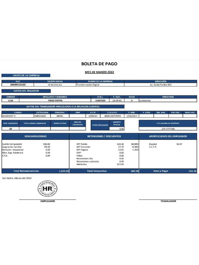 Boleta de Pago | PDF