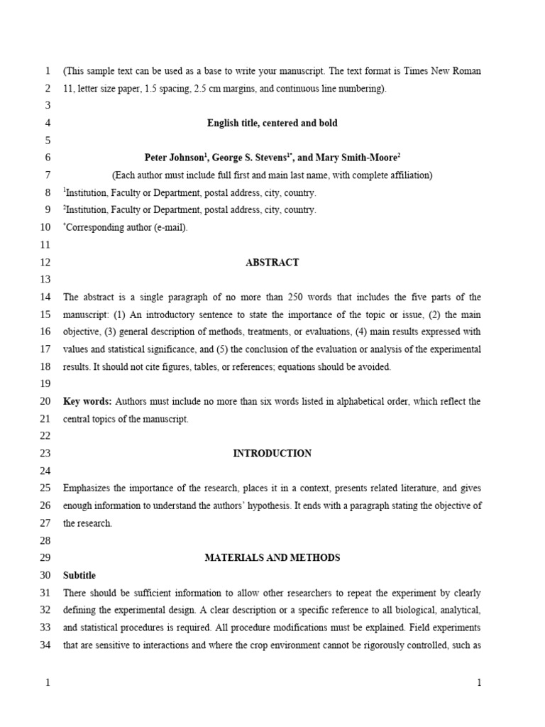 Sample Manuscript ChileanJAR | PDF | Statistics | Experiment