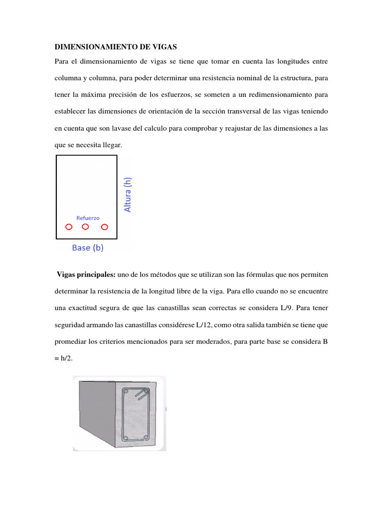 Dimensionamiento de Vigas | Descargar gratis PDF | Viga (Estructura) | Concreto reforzado