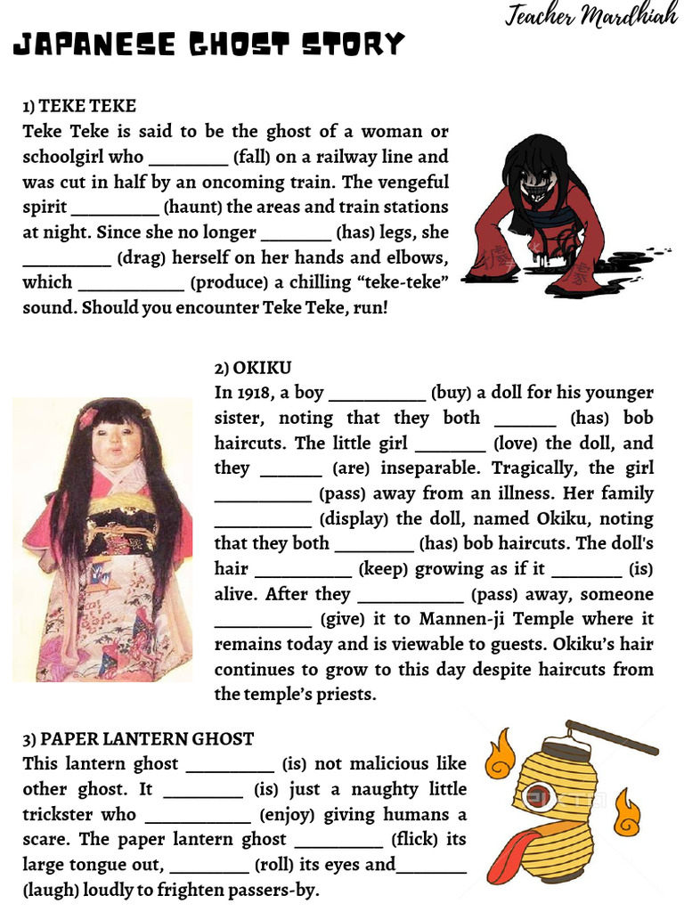 Y4 Japanese Ghost Story Past Tense | PDF | Spiritualism | Legendary ...