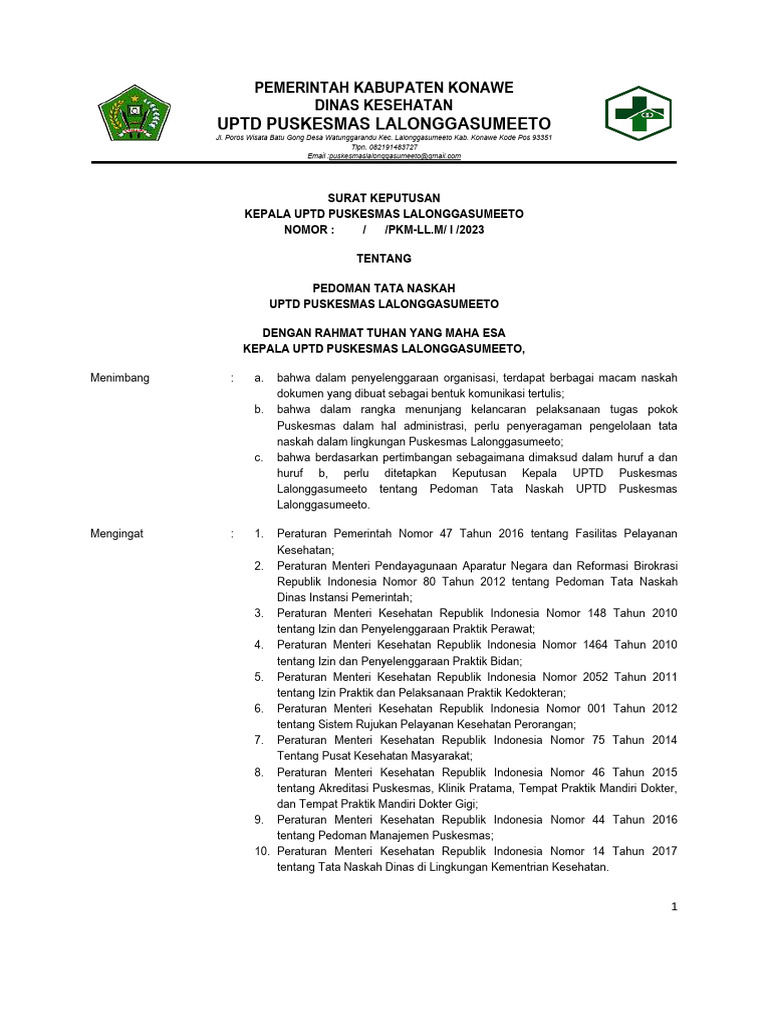 SK Pedoman Tata Naskah | PDF | Karier & Perkembangan