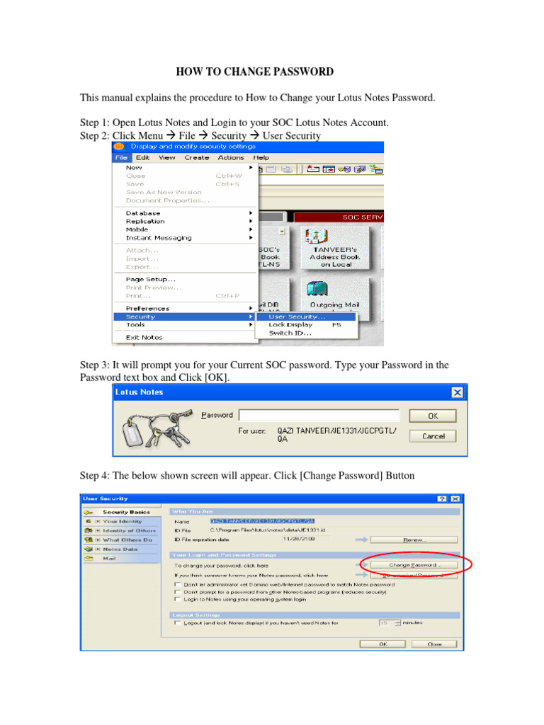01-Change Lotus Notes Password | PDF 01-Change Lotus Notes Password | PDF
