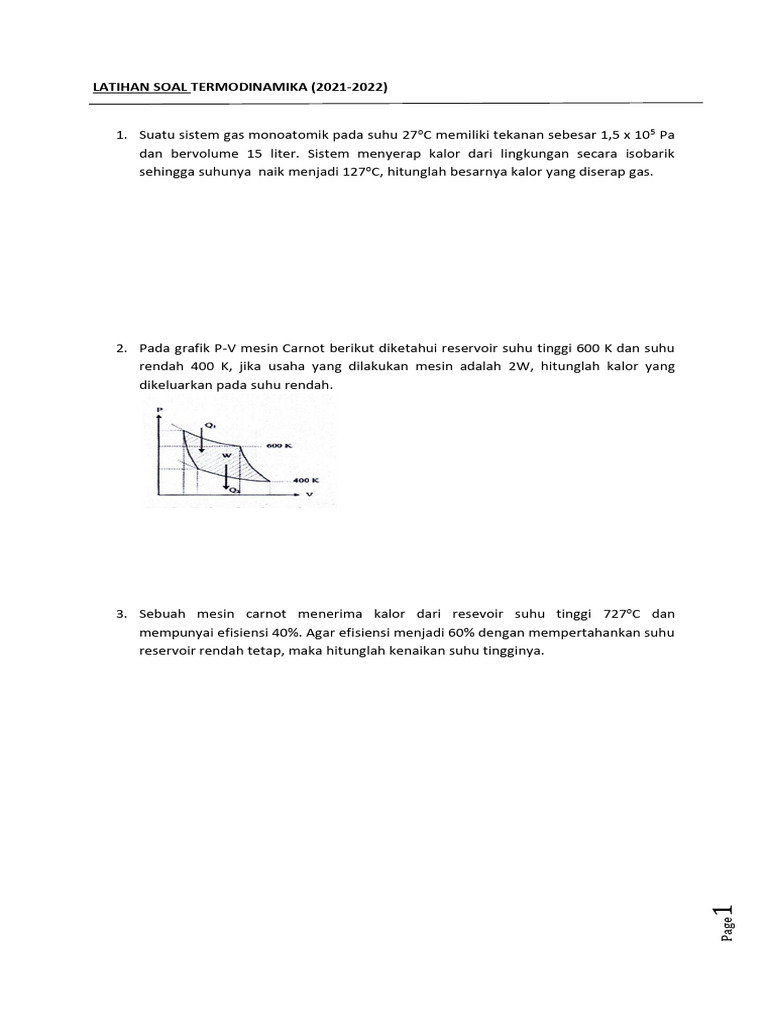 Latihan Soal Termodinamika | PDF