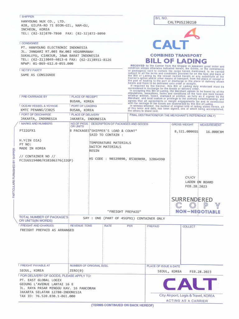 Sur HBL - Caltpus230210 | PDF