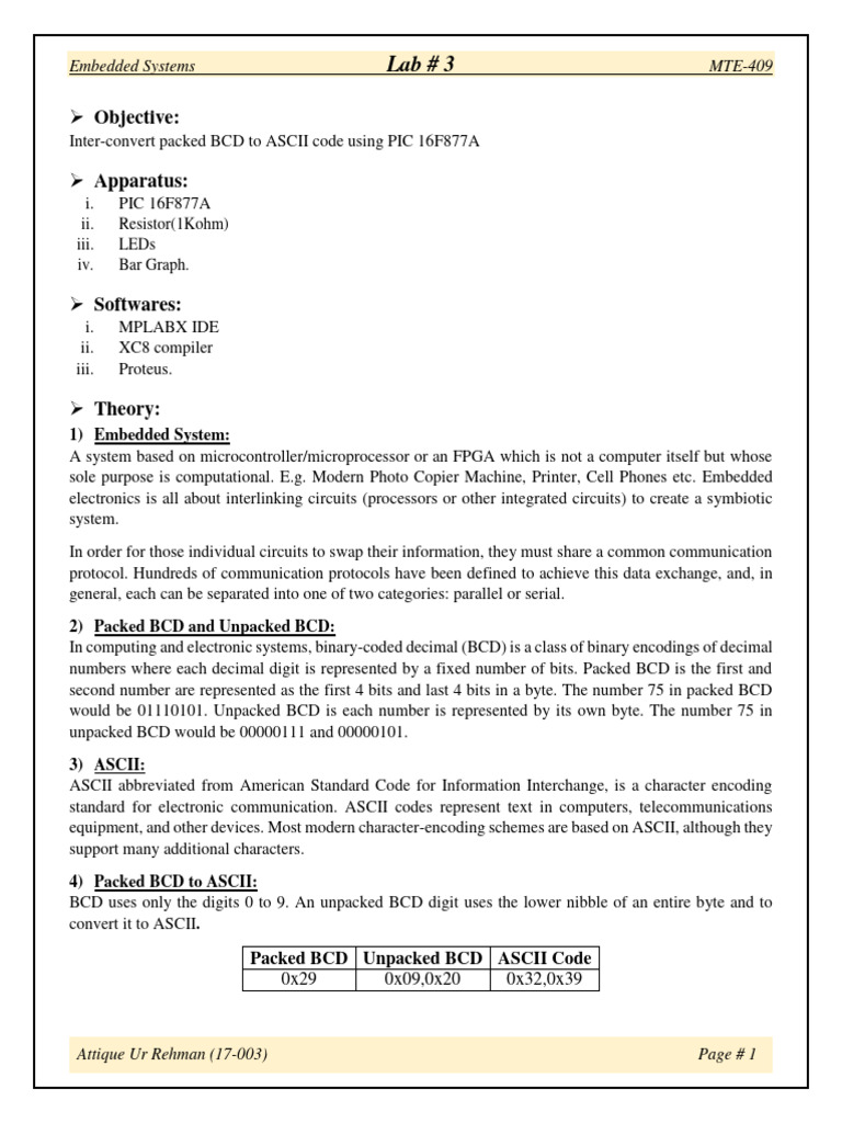 Lab # 3 | PDF | Binary Coded Decimal | Computer Data