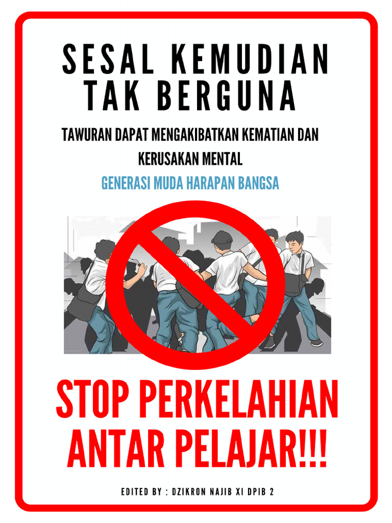 Poster Stop Tawuran Pelajar | PDF
