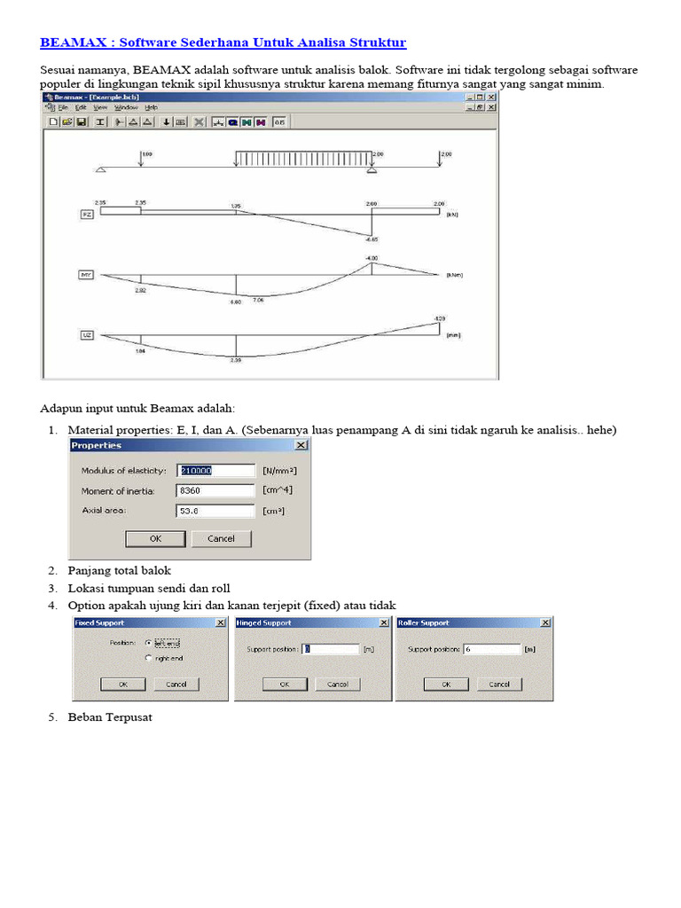 Analisa Struktur Balok Sederhana Dengan Software Beamax | PDF
