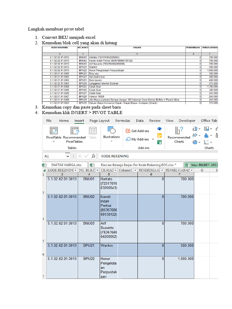 Langkah Membuat Pivot Tabel | PDF