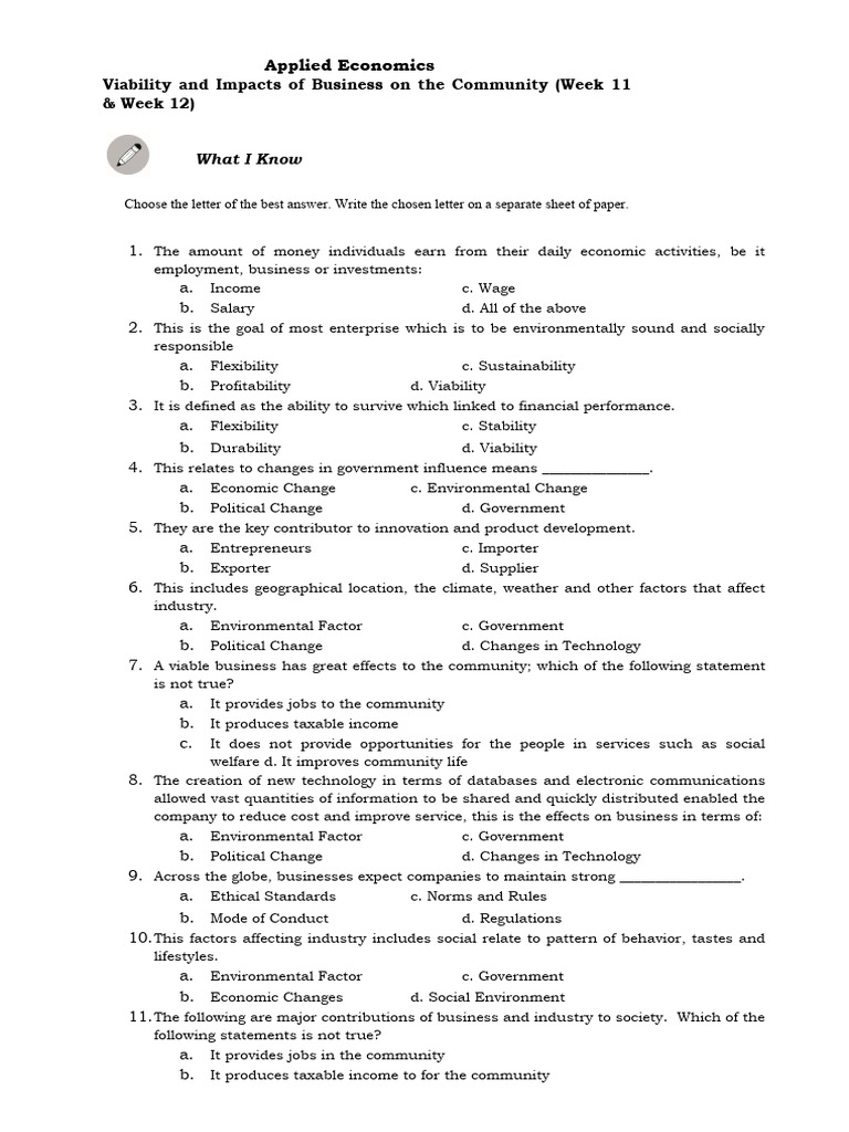 Applied Economic Quarter 2 Module 10 Week 11 12 | PDF | Sustainability ...
