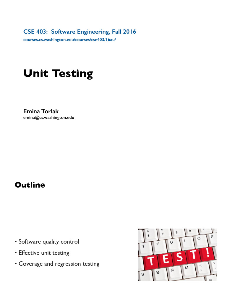 L11 Unit Testing | PDF | Software Testing | Unit Testing L11 Unit Testing | PDF | Software Testing | Unit Testing