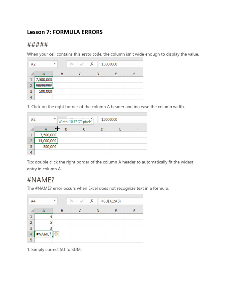 Lesson 7 | PDF | Microsoft Excel | Formula