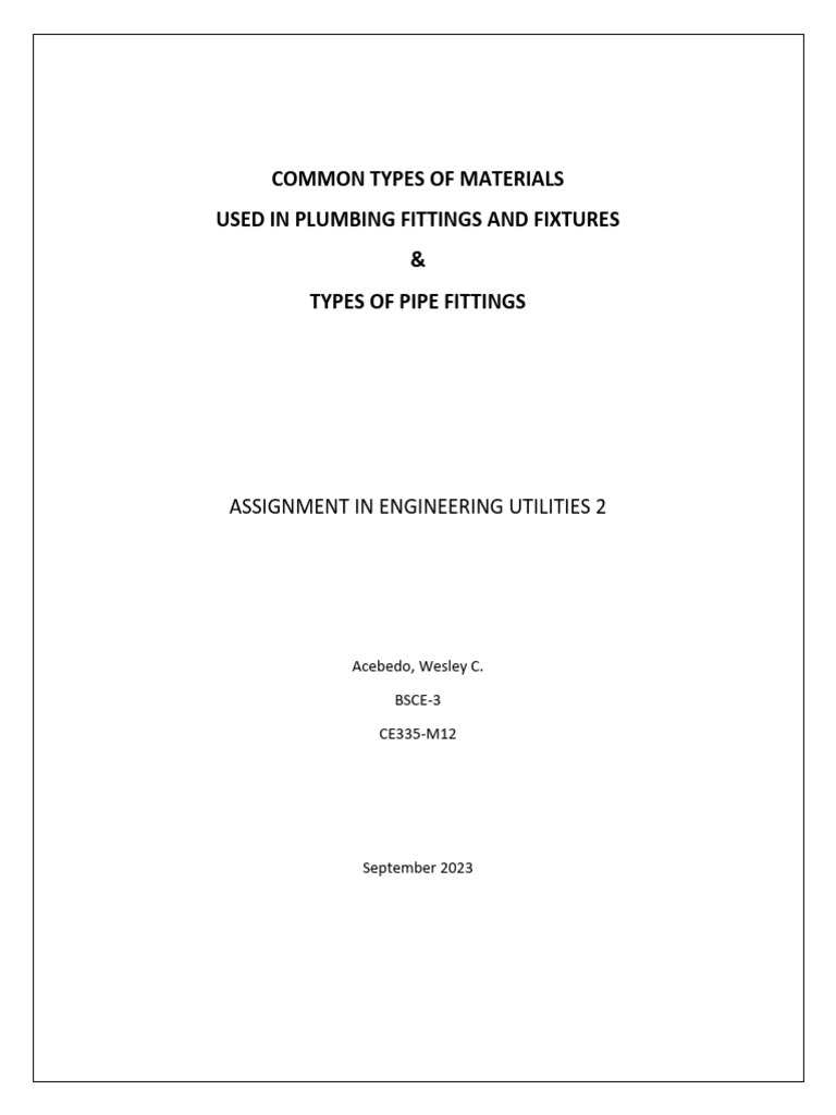 Assignment1 - Ce335 Eu2 | PDF | Plumbing | Pipe (Fluid Conveyance)