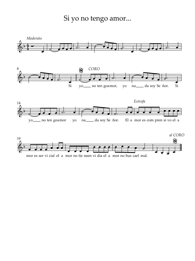 SI YO TENGO AMOR. - Partitura Completa | PDF