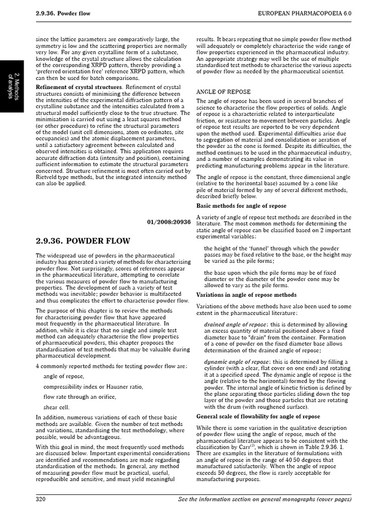 Powder Flow Characterization Methods | PDF | Microscopy | Flow Measurement