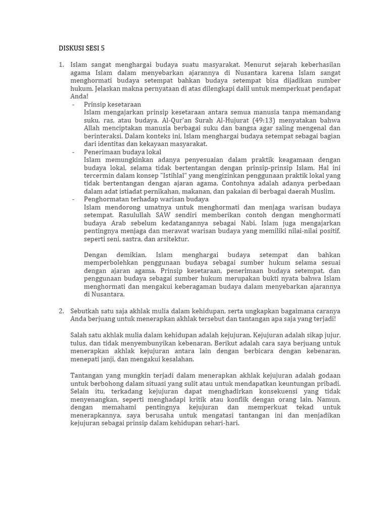 Agama - Diskusi Sesi 5 | PDF | Ilmu Sosial | Sains & Matematika