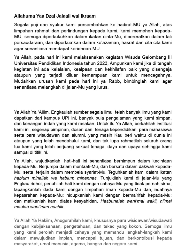 Doa Wisuda III-2023 | PDF