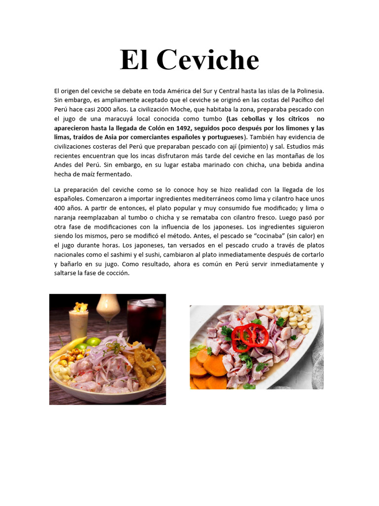 Historia y evolución del ceviche peruano | PDF