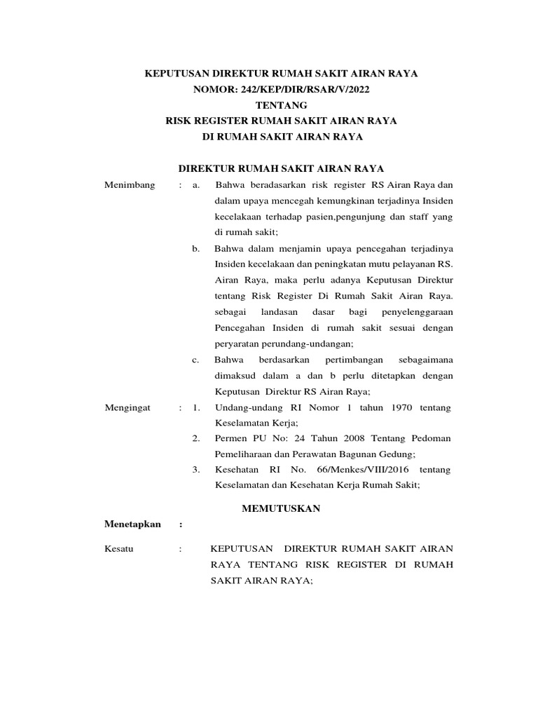 Profil Resiko Airan Raya 2022 | PDF