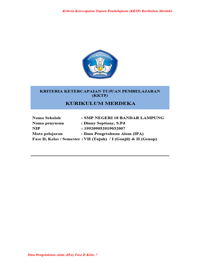Format KKTP IPA Kurikulum Merdeka | PDF