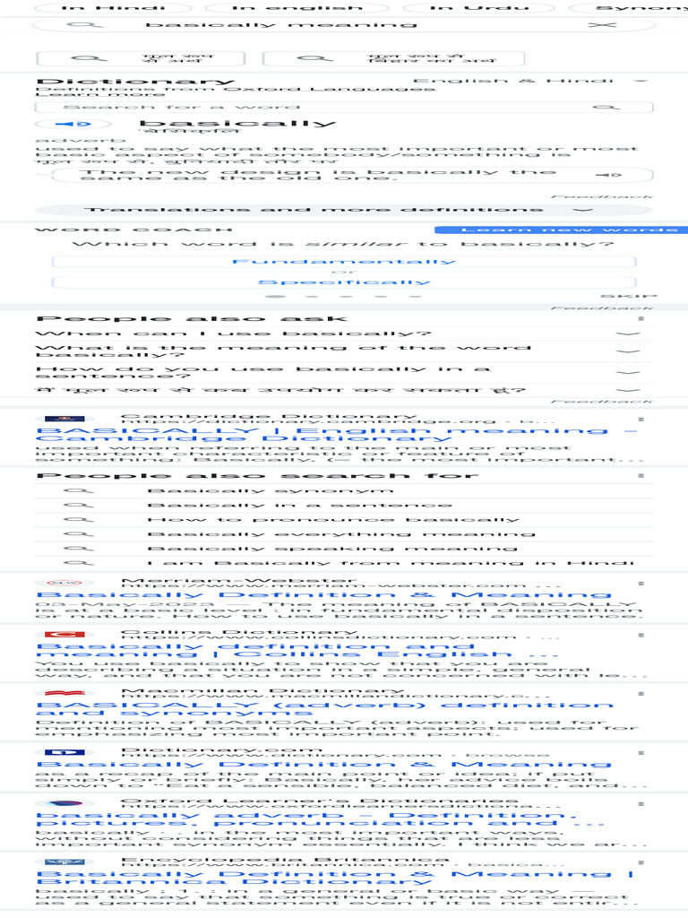 Basically Meaning - Google Search | PDF | Dictionary | Definition