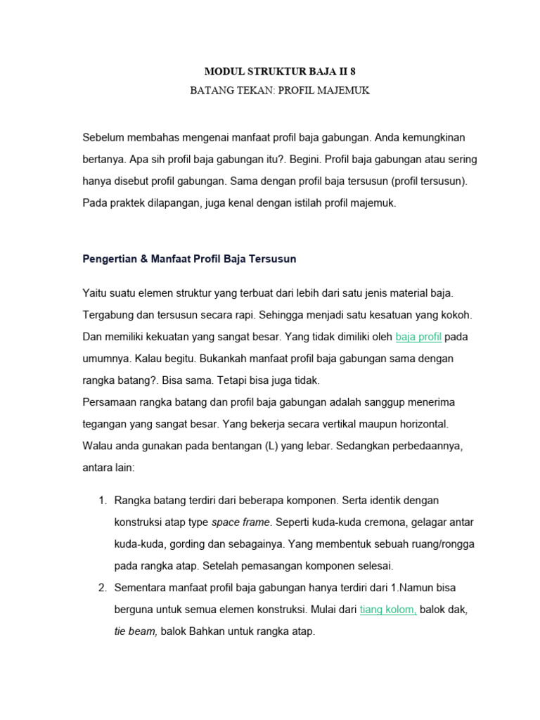 Modul Struktur Baja Lanjut | PDF