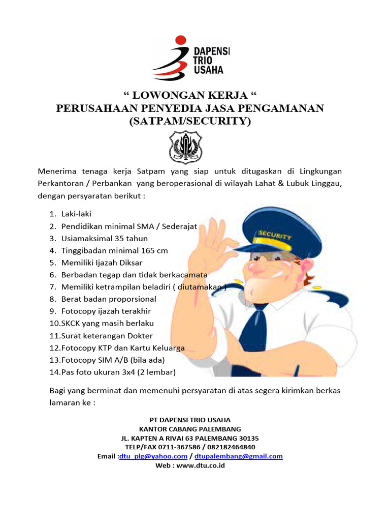 Loker Satpam Dapensi | PDF
