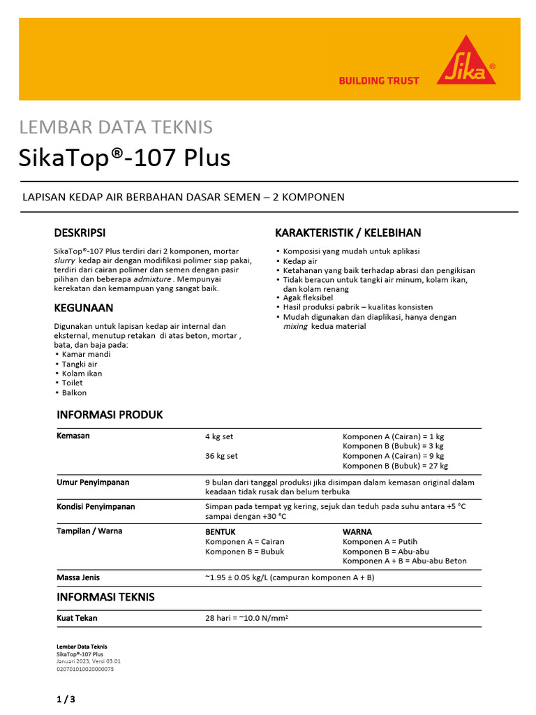 Sop MSDS Sika Waterprofing | PDF